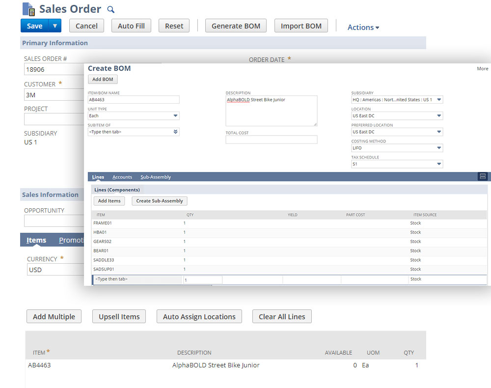 BOLDAssembly - Netsuite Advanced Bill of Materials (BOM)